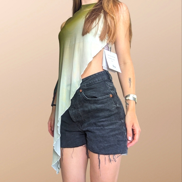 The Lineup | Tops | Custom Dancewear The Line Up Alba Mesh Asymmetrical ...